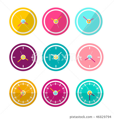 Vector Flat Design Clock Faces Set Isolated - Stock Illustration ...