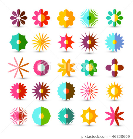 Colorful Flowers Set. Vector Flower Symbol - Stock Illustration ...