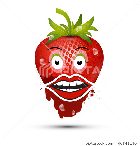 Strawberry with Eyes and Mouth. Vector Dessert. - Stock Illustration ...