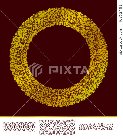 Isolated golden round pattern and seamless brushes - Stock Illustration ...