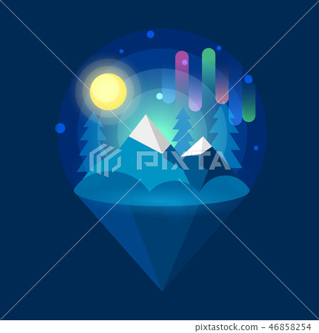 Arctic Northern lights . Nature. Vector - Stock Illustration [46858254 ...