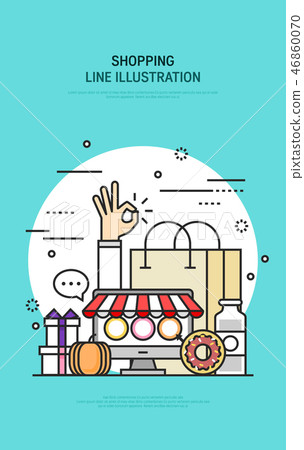 Shopping Simple Line Illustration - Stock Illustration [46860070] - PIXTA