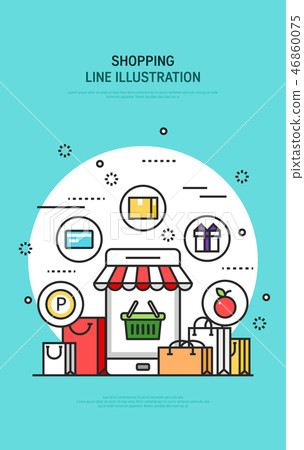 Shopping Simple Line Illustration - Stock Illustration [46860075] - PIXTA