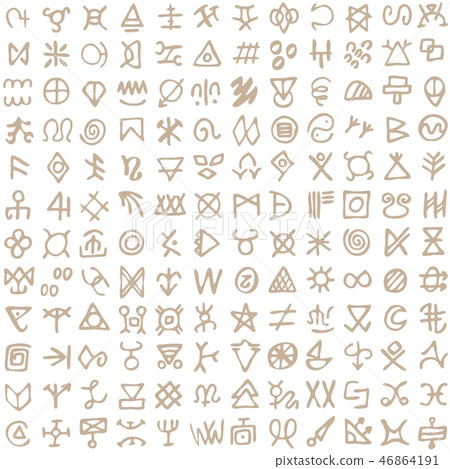 Seamless Pattern digital art ritual symbols and... - Stock Illustration ...