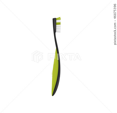 Black-green toothbrush, side view. Oral hygiene... - Stock Illustration ...