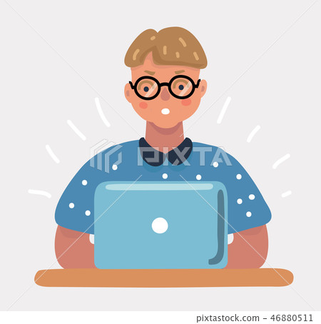 Nerd geek boy with laptop - Stock Illustration [46880511] - PIXTA