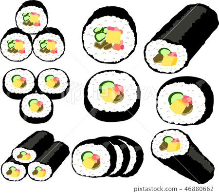 Rice roll Nori seaweed roll Seto bean paste... - Stock Illustration ...