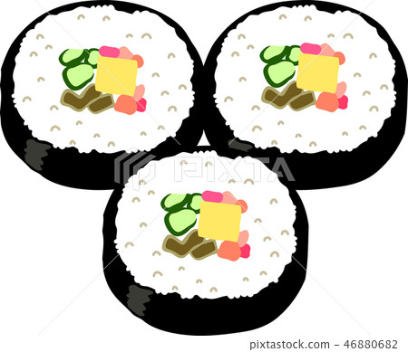 Rice roll Nori seaweed roll Seto bean paste... - Stock Illustration ...