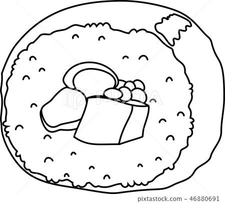 Rice roll Nori seaweed roll Seto bean paste... - Stock Illustration ...