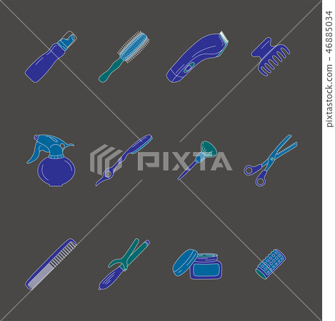 Barber tools icons set - Stock Illustration [46885034] - PIXTA