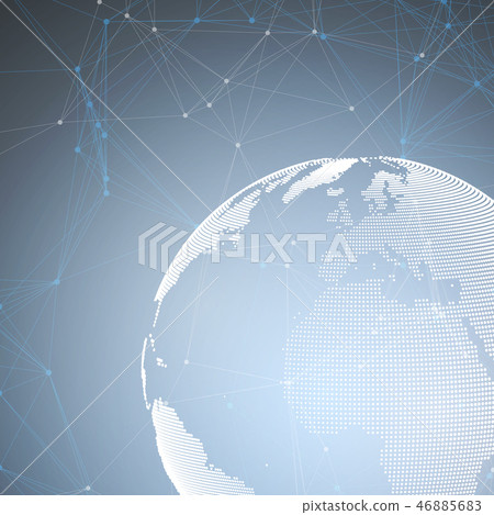 World globe on blue background. Global network... - Stock Illustration ...