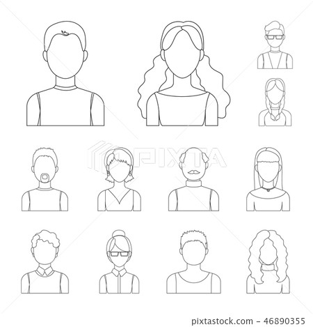 Avatar and face outline icons in set collection... - Stock Illustration ...