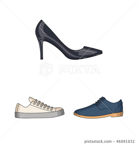 Different shoes cartoon icons in set collection... - Stock Illustration ...