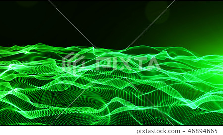 Abstract green color digital particles wave - Stock Illustration ...