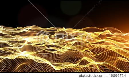 Abstract gold color digital particles wave - Stock Illustration ...