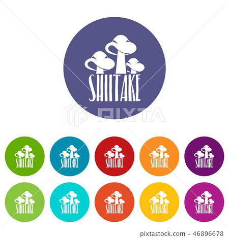 Shiitake icons set vector color - Stock Illustration [46896678] - PIXTA