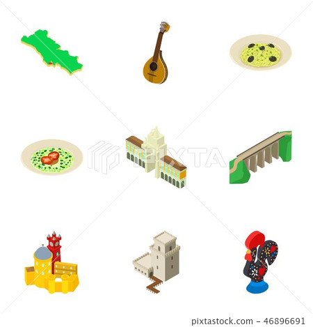 Fun place icons set, isometric style - Stock Illustration [46896691 ...