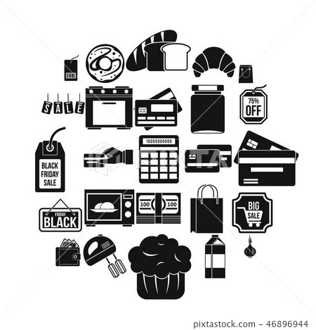 Self-service shop icons set, simple style - Stock Illustration ...