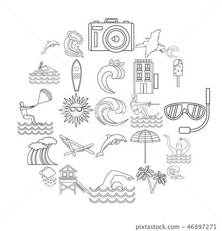 Insular icons set, outline style - Stock Illustration [46897271] - PIXTA