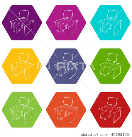 Desktop with computer icons set 9 vector - Stock Illustration [46898190 ...