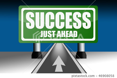 Road sign over the road with success word - Stock Illustration ...