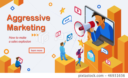 Aggressive Marketing Services Vector Webpage - Stock Illustration ...