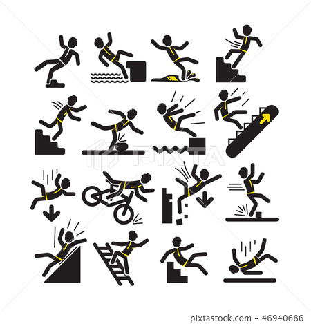 Set of falling man in warning signs - Stock Illustration [46940686] - PIXTA