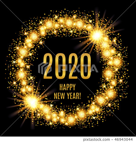2020 Happy New Year glowing gold background. - Stock Illustration ...