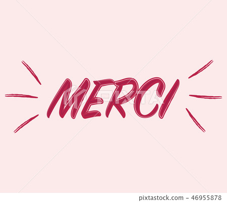 Merci inscription handwritten with bright pink... - Stock Illustration ...
