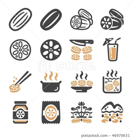 lotus root icon set - Stock Illustration [46970631] - PIXTA