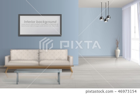 Spacious living room realistic vector background - Stock Illustration ...