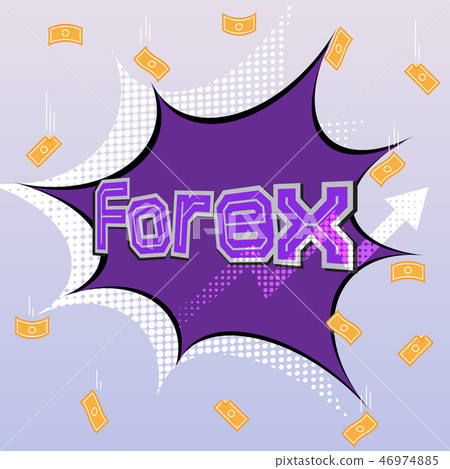 Forex banknote concept with comic text background - Stock Illustration ...