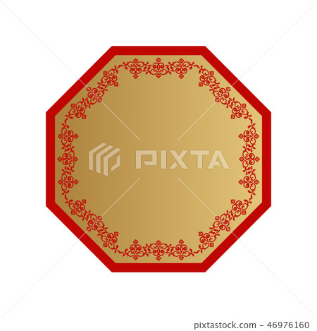Chinese style octagonal frame. Yashima.... - Stock Illustration ...