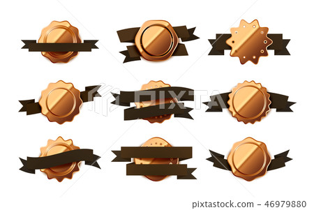 Large set of bright glossy beige retro labels - Stock Illustration ...