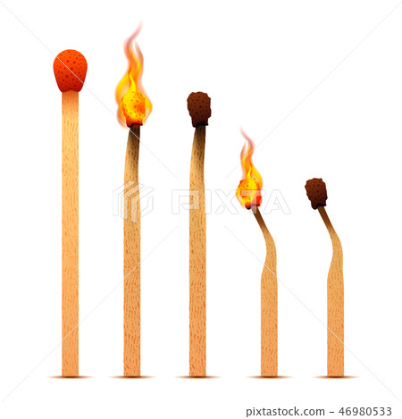 Realistic matches with fire flames - Stock Illustration [46980533] - PIXTA