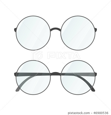 Round rim glasses with glossy glass on white - Stock Illustration ...