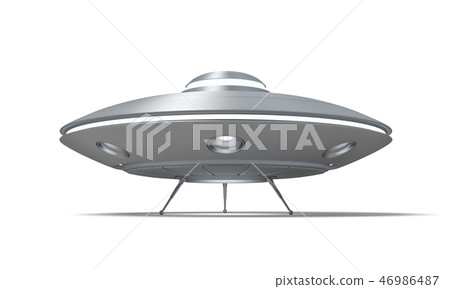 3d rendering of a UFO standing on the ground... - Stock Illustration ...