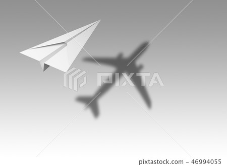Paper airplane flying with shadow of a real... - Stock Illustration ...