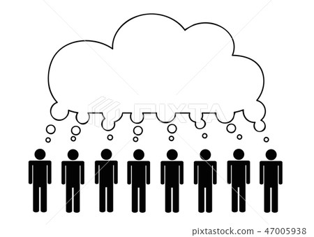 many people develop a common idea pictogram - Stock Illustration ...