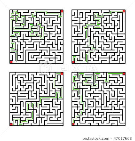 Set of four labyrinth shape design element - Stock Illustration ...