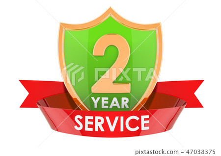2 year service shield, badge. 3D rendering - Stock Illustration ...