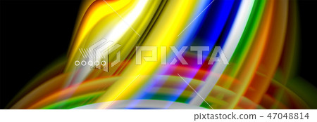 Rainbow color fluid wave lines flow poster.... - Stock Illustration ...