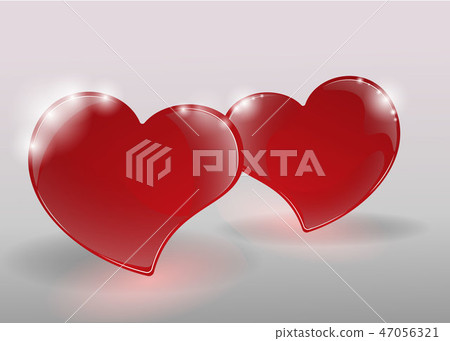 Valentines Day Card with mirrored shiny red hearts - Stock Illustration ...