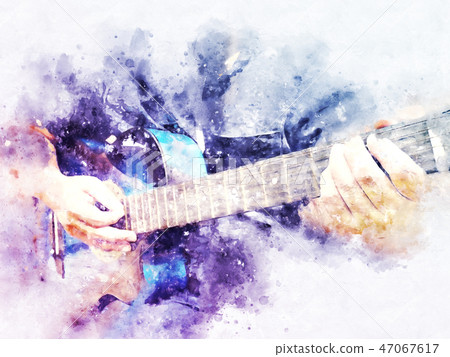 Abstract man playing acoustic guitar watercolor. - Stock Illustration ...