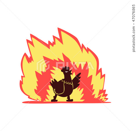 Chicken on fire, hot spicy poultry, creative... - Stock Illustration ...