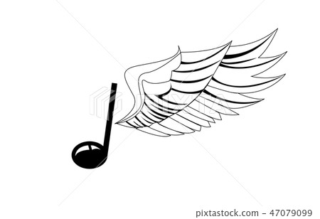 Musical note with wing. Vector illustration. - Stock Illustration ...