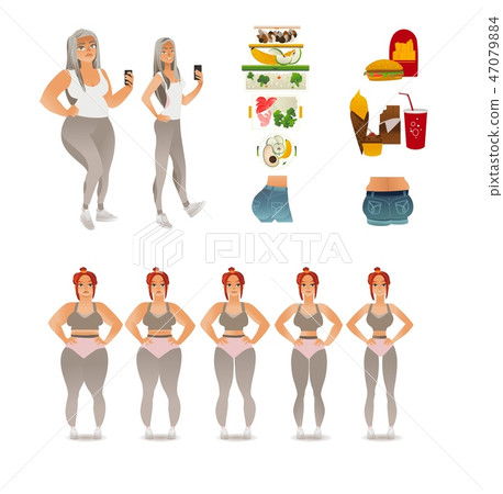 Vector stages of losing weight of woman - Stock Illustration [47079884 ...