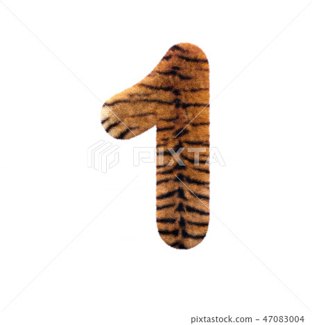 Tiger number 1 - 3d Feline fur digit - Stock Illustration [47083004 ...