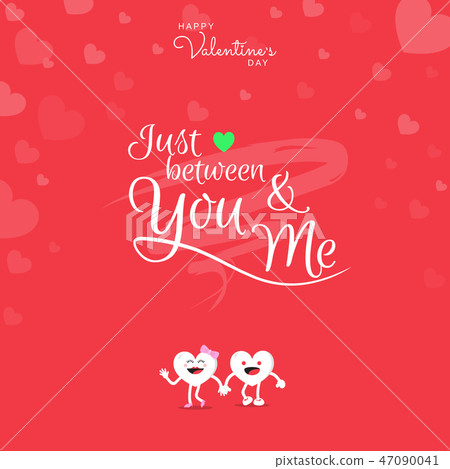 Happy Valentine's Day text Just between You and Me - Stock Illustration ...