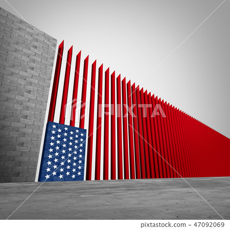 United States Border Wall - Stock Illustration [47092069] - PIXTA